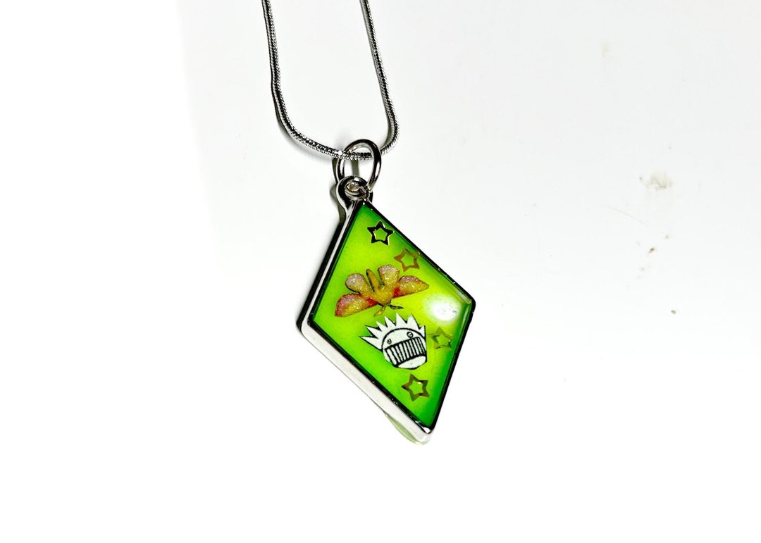 Ween Boognish Lime Green With Pink Moth Sterling Sliver Necklace - Etsy