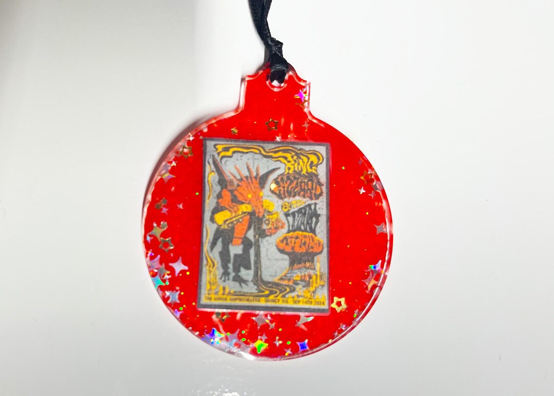 KGLW Gorge 2024 Concert Poster Red With Star Glitter Christmas Ornament ...