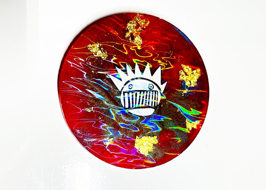 Ween Red, Black and Gold Leaf Rainbow Reflective Drink Coaster - Etsy