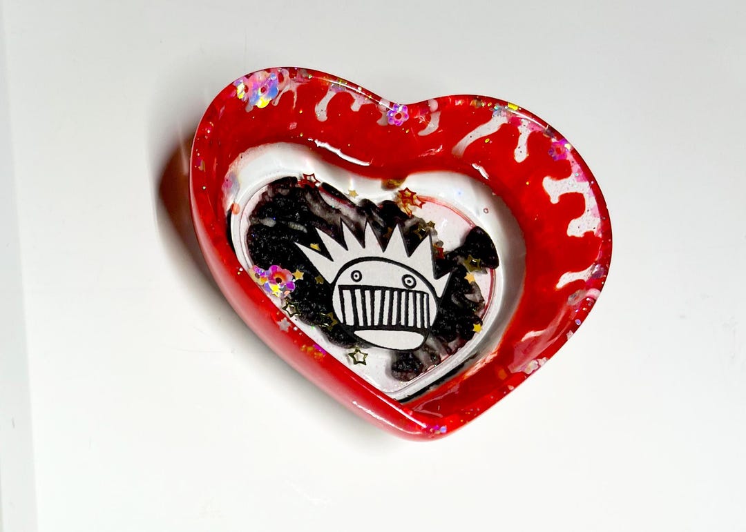 Ween Red and Black With Flower Glitter Heart Shaped Mini Dish - Etsy
