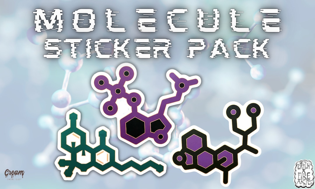 Molecule Sticker Pack LSD Psilocybin THC Molecules - Etsy