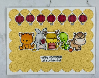 Chinese New Year Lantern Card, Happy New Year Card, Personalized New ...