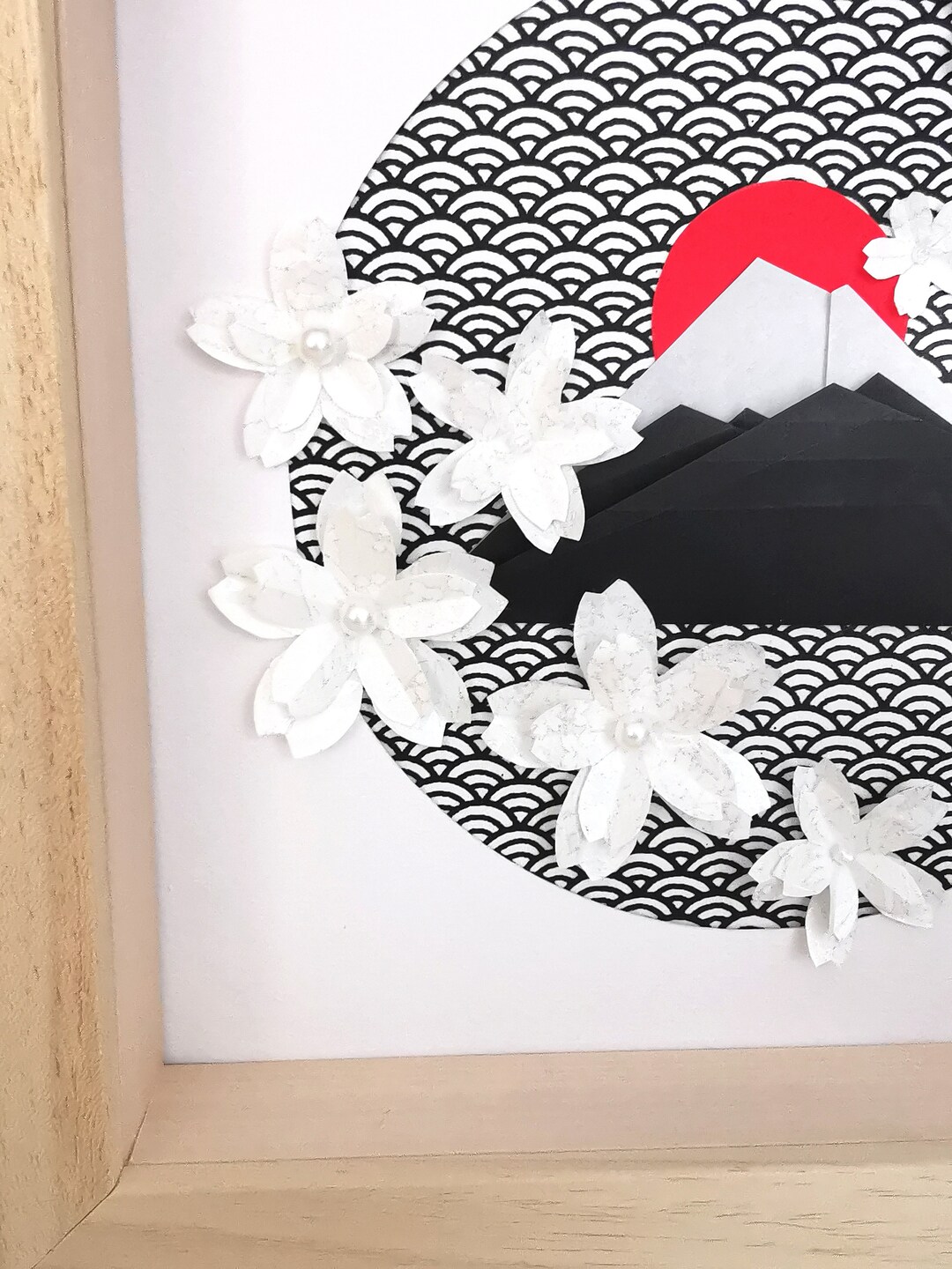 Origami Frame Mount Fuji Sakura Blossoms Original Gift Idea Tabletop or ...
