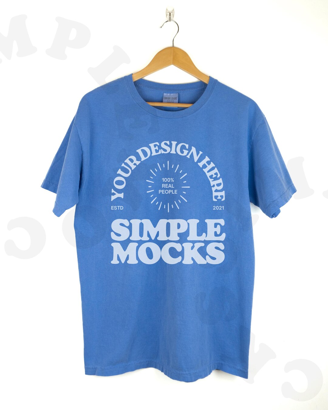 Comfort Colors C1717 Flo Blue Mockup | Comfort Colors Flo Blue Hanger ...