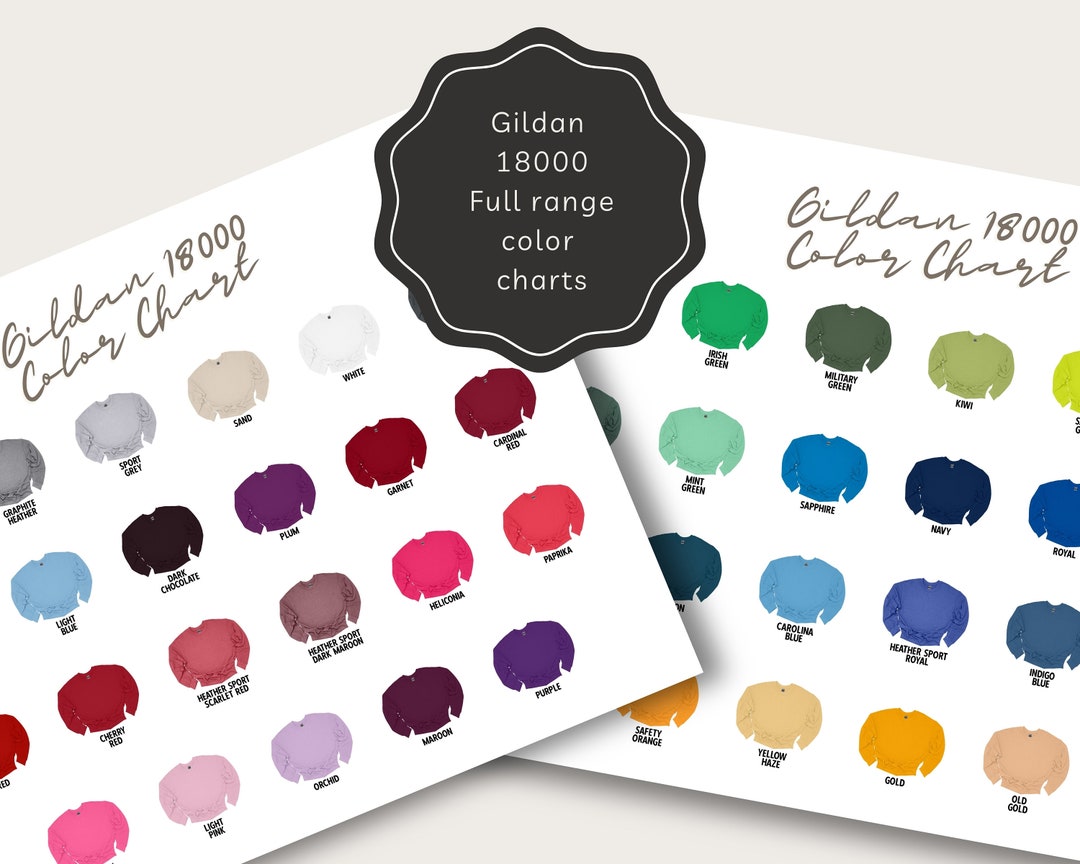 Gildan 18000 Color Chart Color Chart for Sweatshirts Gildan 18000 ...