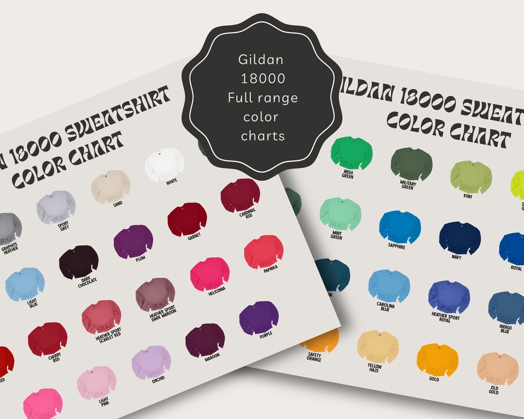 Gildan 18000 Color Chart Color Chart for Sweatshirts Gildan 18000 ...