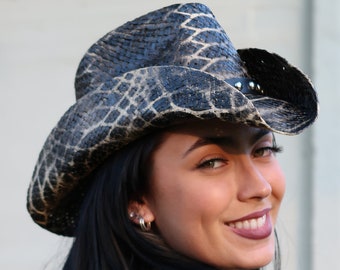 Snakeskin Straw Cowboy Hat for Men and Women Hand-painted Perfect for ...