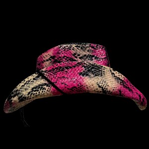 Pink Python Snakeskin Straw Cowboy Hat for Men and Women - Hand-painted ...