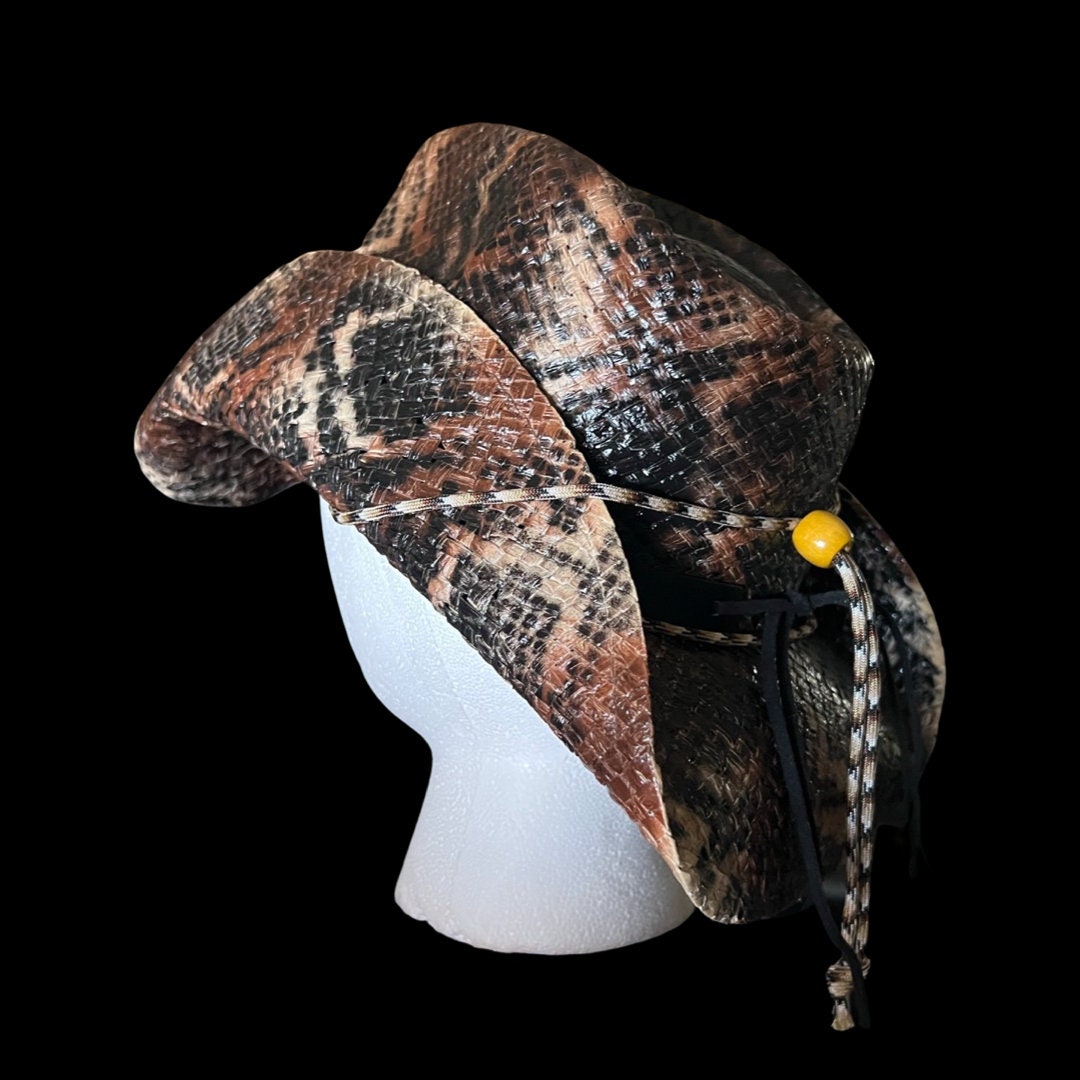 Snakeskin Straw Cowboy Hat for Men and Women - Hand-painted - Perfect ...