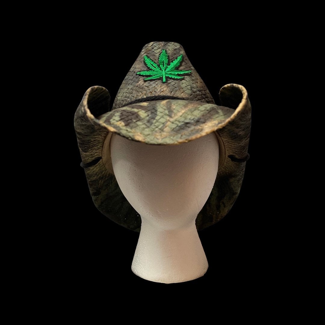 Camo Marijuana 420 Leaf Patch Cowboy Hat Hand-painted - Etsy
