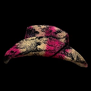 Pink Python Snakeskin Straw Cowboy Hat for Men and Women - Hand-painted ...