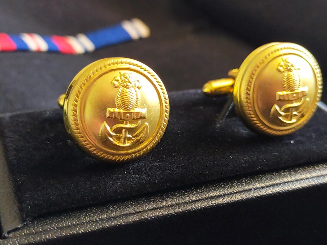 Very Smart Gold Coloured Genuine Indian Navy Tunic Button Cufflinks ...
