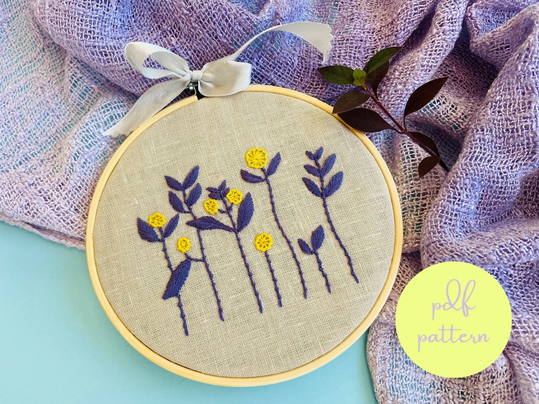 Hand Embroidery Digital Pdf Pattern Modern Minimalistic Flowers Design ...