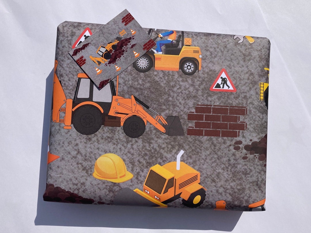 Construction / Digger / Dumper Wrapping Paper With Free Gift Tag - Etsy