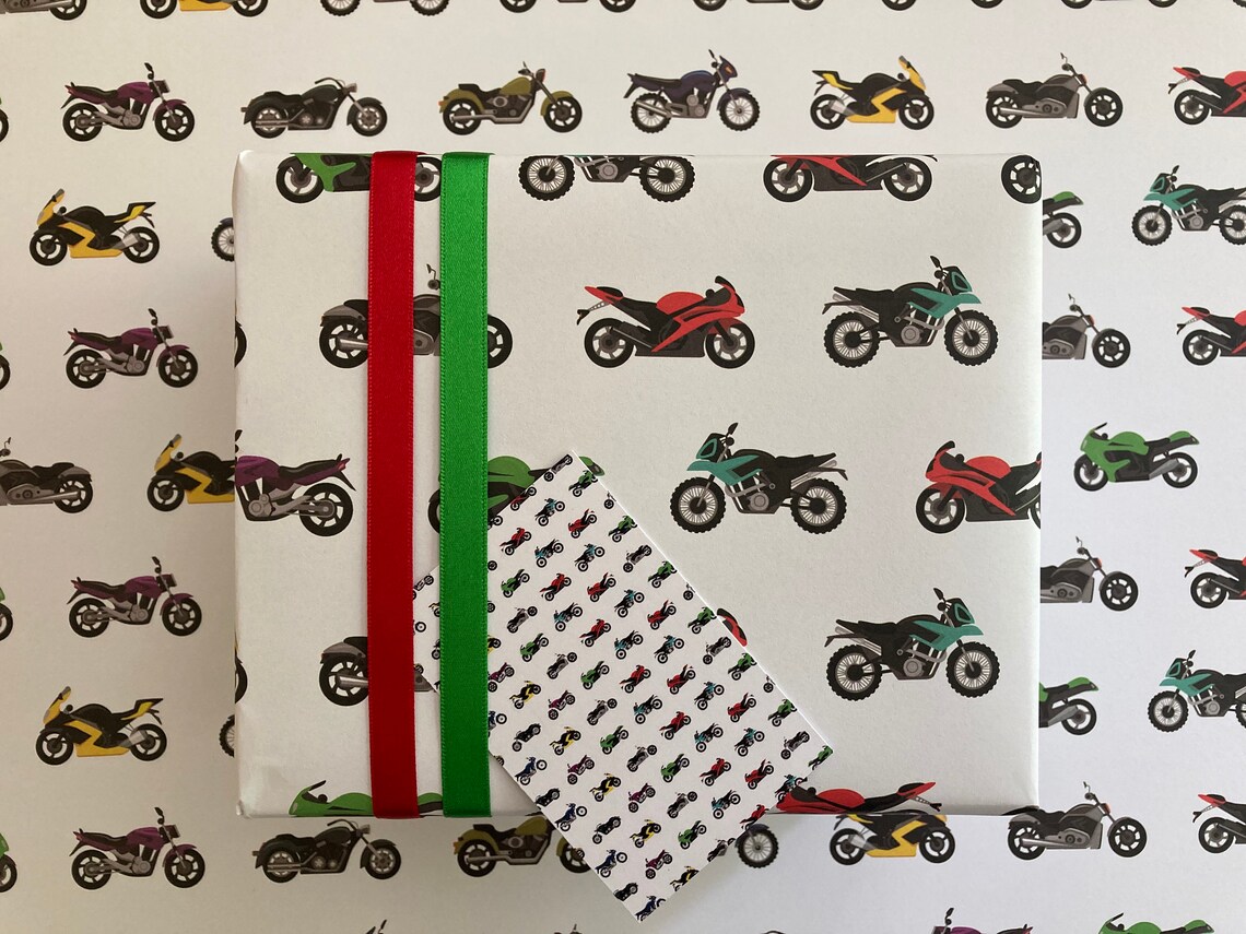 Motorbikes Wrapping Paper / Gift Wrap With FREE Gift Tag - Etsy
