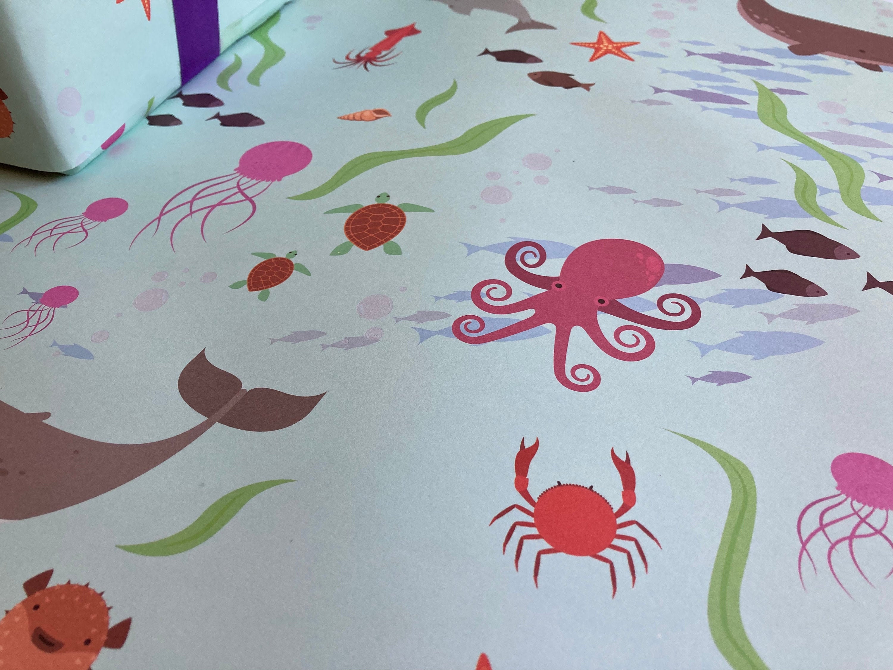 Under the Sea Wrapping Paper / Gift Wrap With FREE Gift Tag - Etsy
