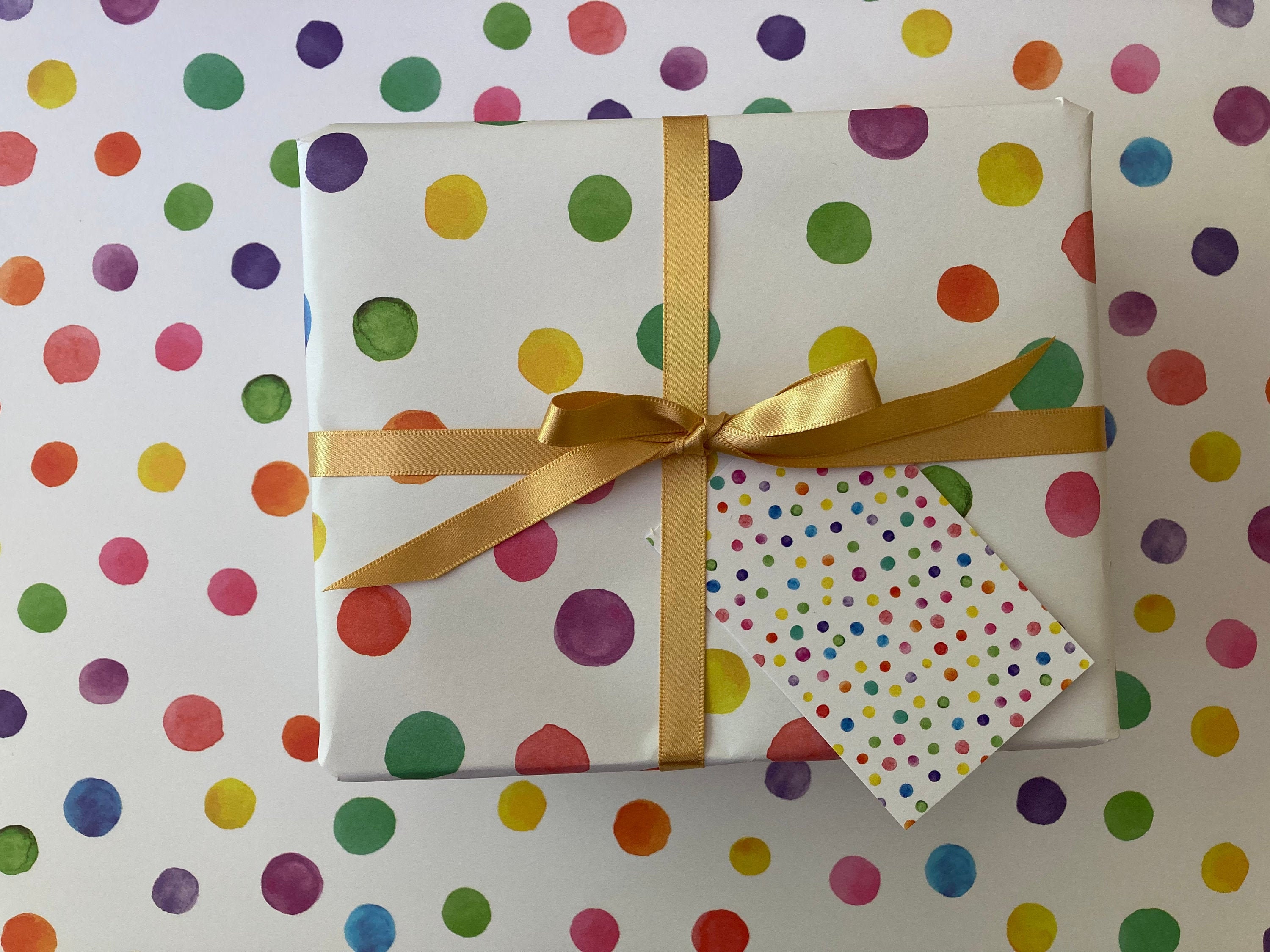 Colourful Dots Wrapping Paper / Gift Wrap With FREE Gift Tag - Etsy UK