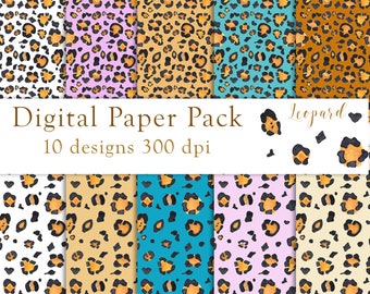 Leopard, Cheetah Print Seamless Digital Paper, Set of 18 Animal Print ...