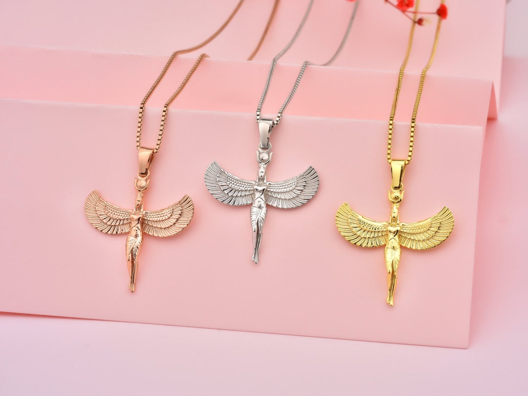Egyptian Isis Handmade Gold Plated Necklace, Sterling Silver Isis ...