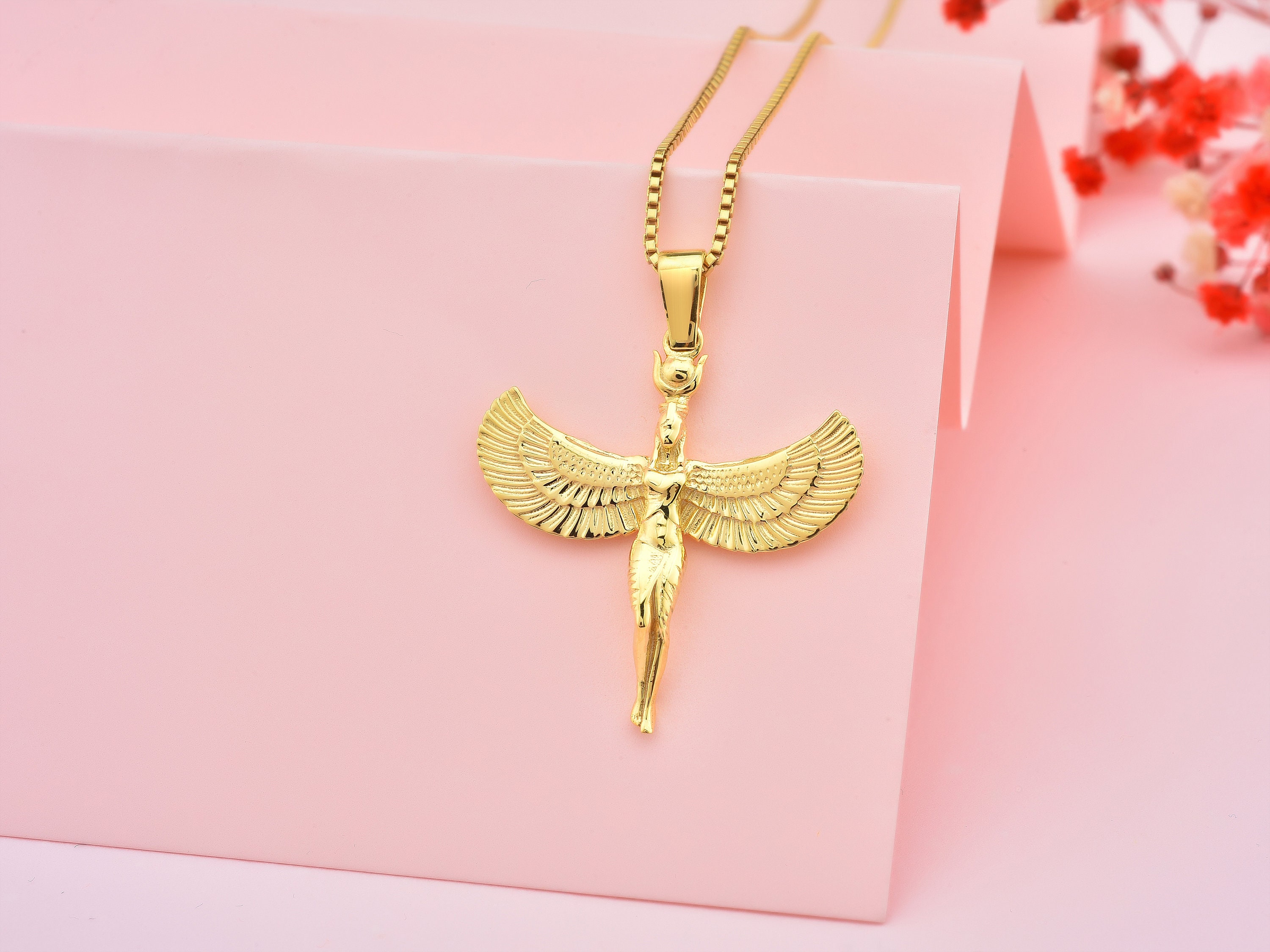 Egyptian Isis Handmade Gold Plated Necklace Sterling Silver | Etsy