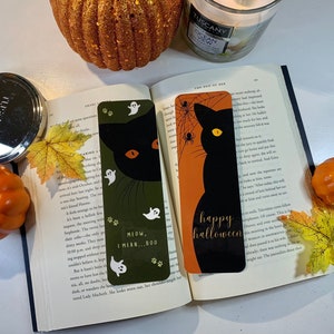 Black Cat Halloween Bookmarks Individual or Set Halloween - Etsy