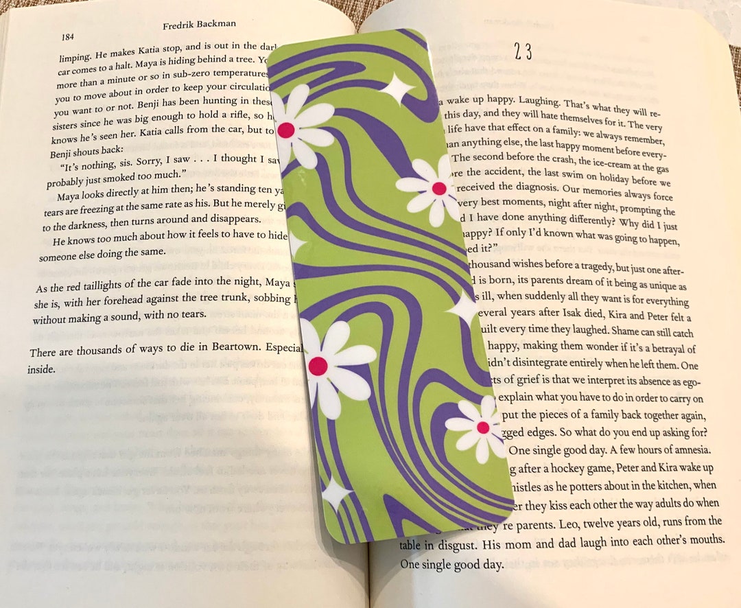 Neon Waves and Retro Floral Bookmark | Handmade Bookmarks | Laminated ...