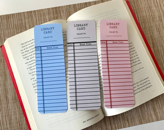 Vintage Library Card Bookmarks Handmade Bookmarks Laminated Gifts for ...