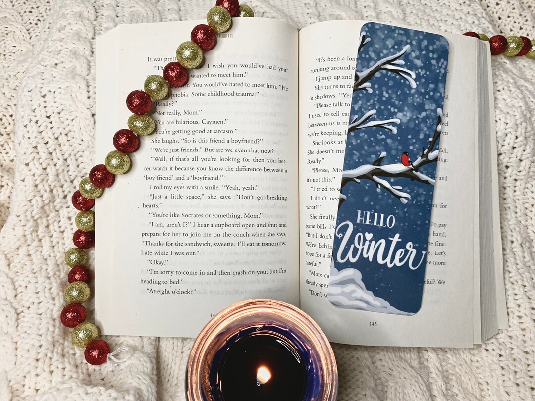 Hello Winter Bookmark Handmade Bookmark Laminated Wintery Scene ...