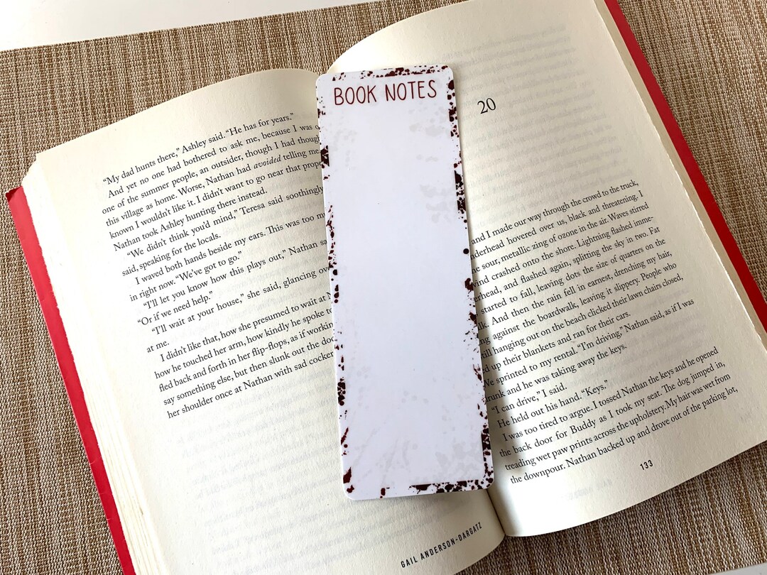 Blood Splatter Book Notes Bookmark | REUSABLE | Handmade Bookmarks ...