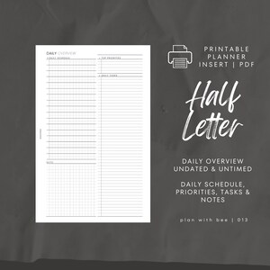013 | Daily Overview | DO1P Undated & Untimed | HALF LETTER | Plan With ...