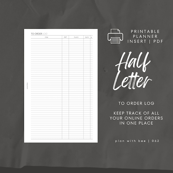 062 to Order Log Online Order Tracker Printable Planner - Etsy