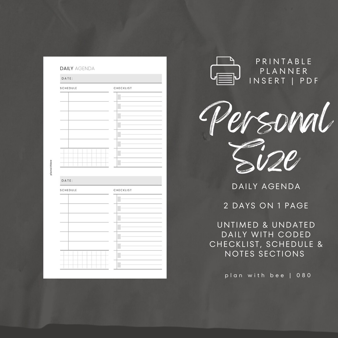 080 | Daily Agenda | 2 Days 1 Page | 2D1P | Schedule | Coded Tasks ...