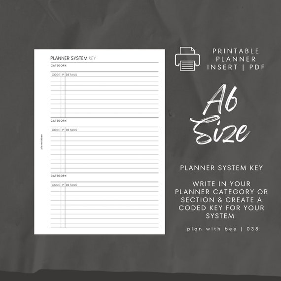 038 Planner System Key Categorized Planner System Coding - Etsy