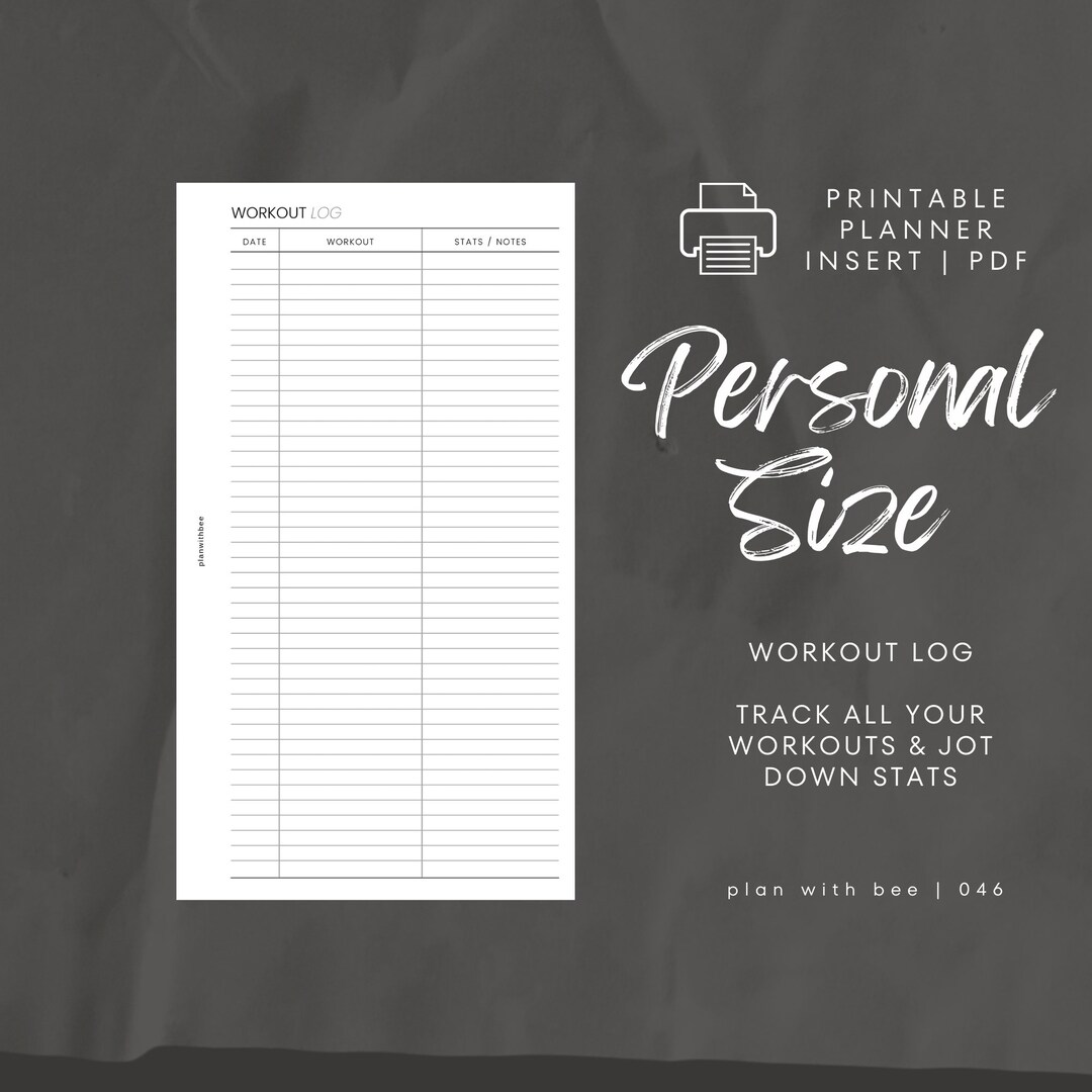 046 | Workout Log | Printable Planner Insert | PERSONAL | Plan With Bee ...