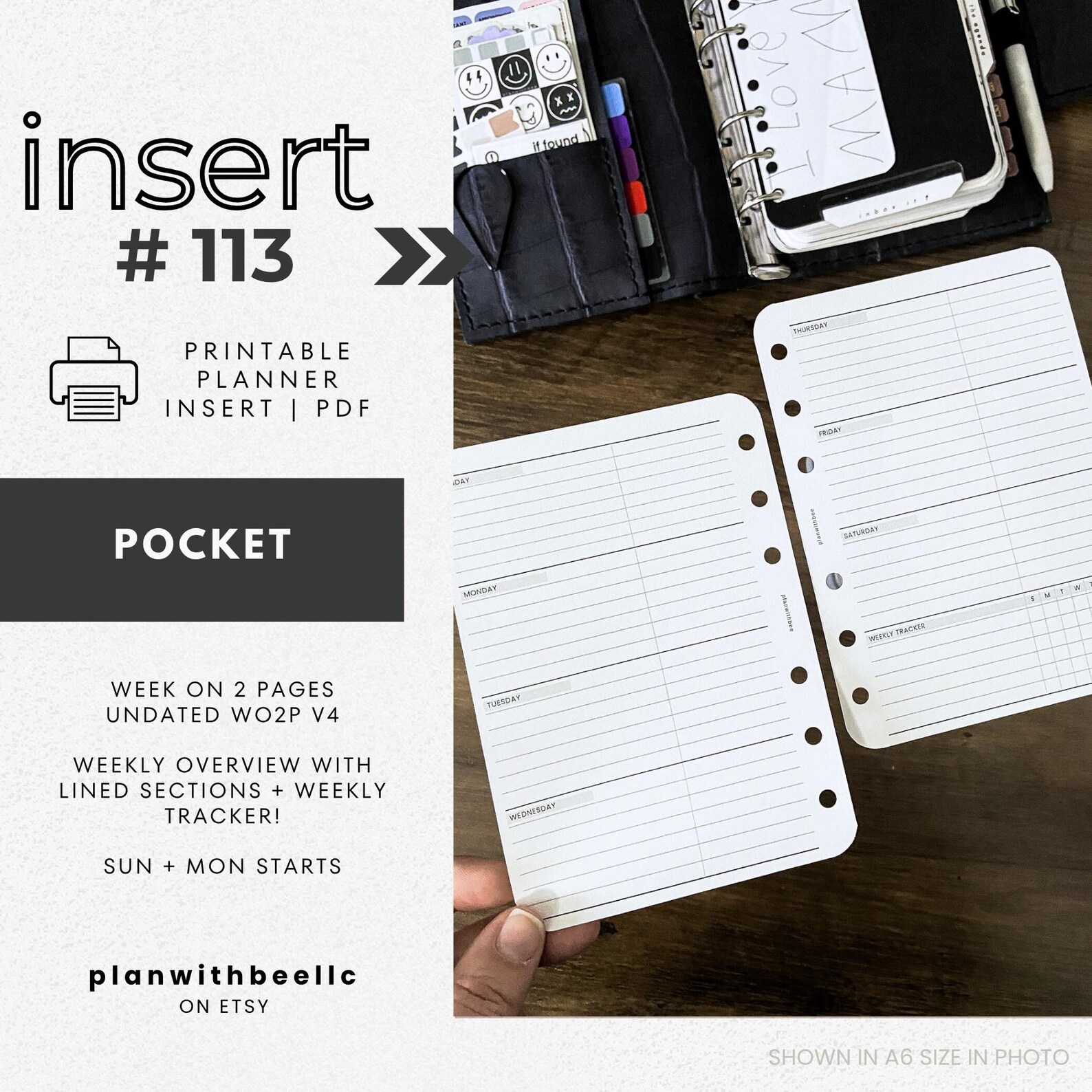 113 | Week on 2 Pages V4 | Undated Weekly | Sun & Mon Starts ...