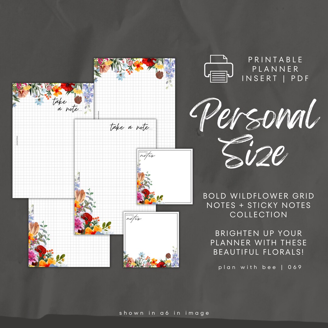 069 | Bold Wildflower Notes Bundle | Grid Notes & Sticky Notes ...