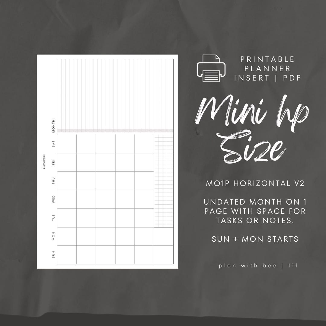111 | MO1P | Horizontal V2 | Undated | Printable Planner Insert | MINI ...