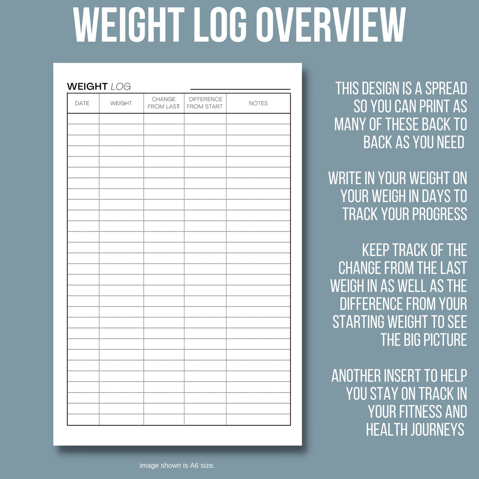 Printable Workout Log Weight Log & Measurements Log Trio | Etsy
