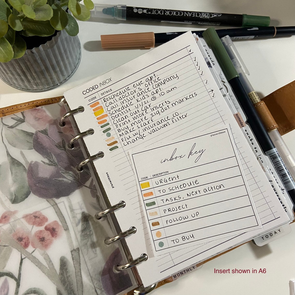 043 | Coded Inbox System | Coded Inbox Insert + Printable Sticky Note ...