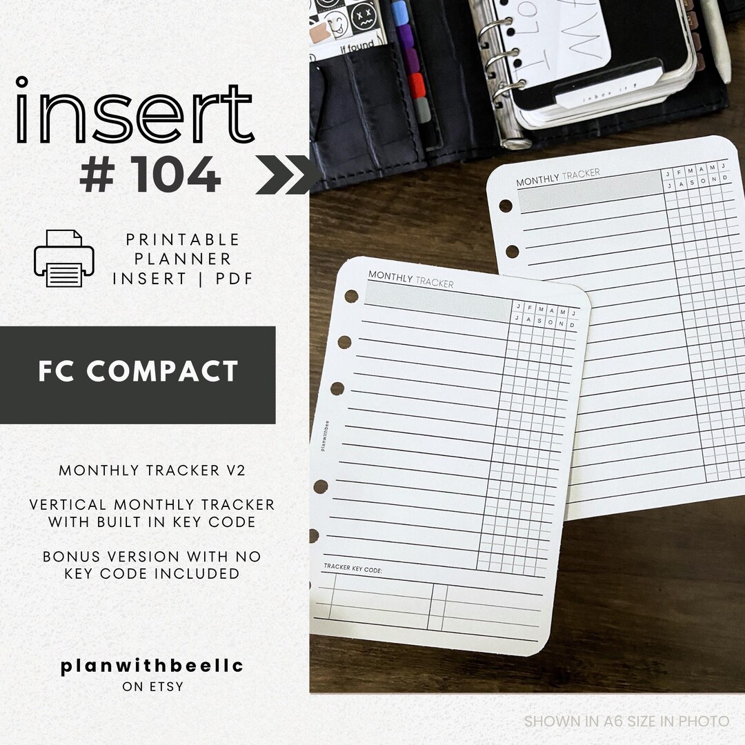 104 | Monthly Tracker V2 | Wide Lines | Key Code | Vertical Tracker ...