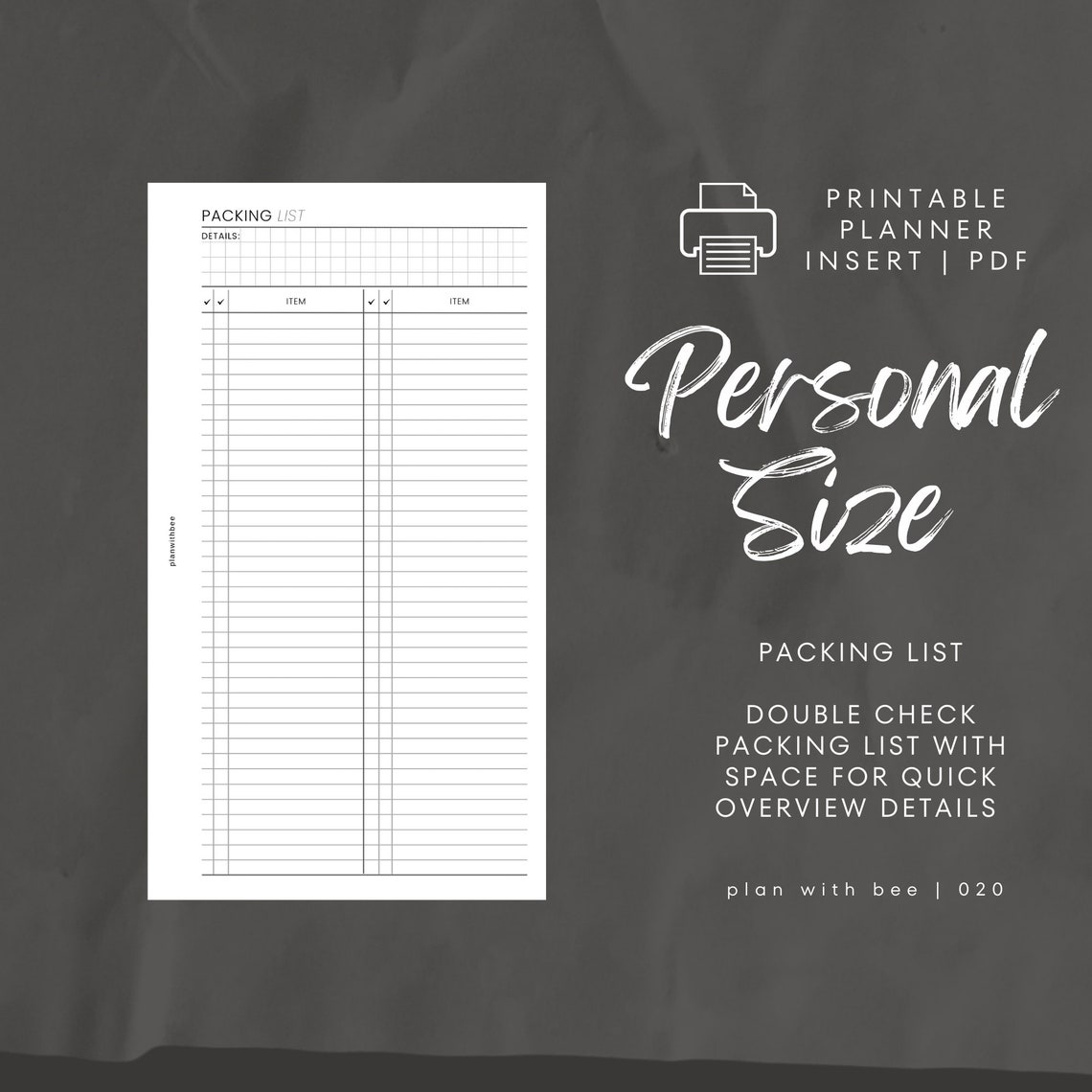 020 Packing List Double Check Packing List Printable | Etsy