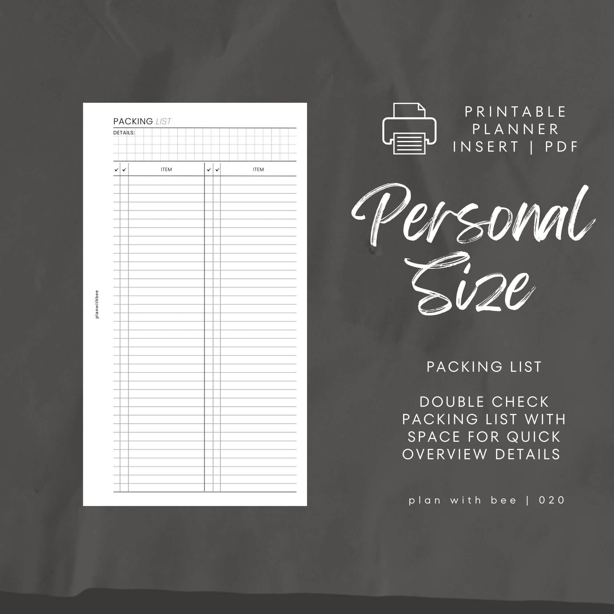 020 Packing List Double Check Packing List Printable - Etsy