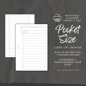 097 | Coded List Detailed | Key Section + Coding Column | Categorized ...
