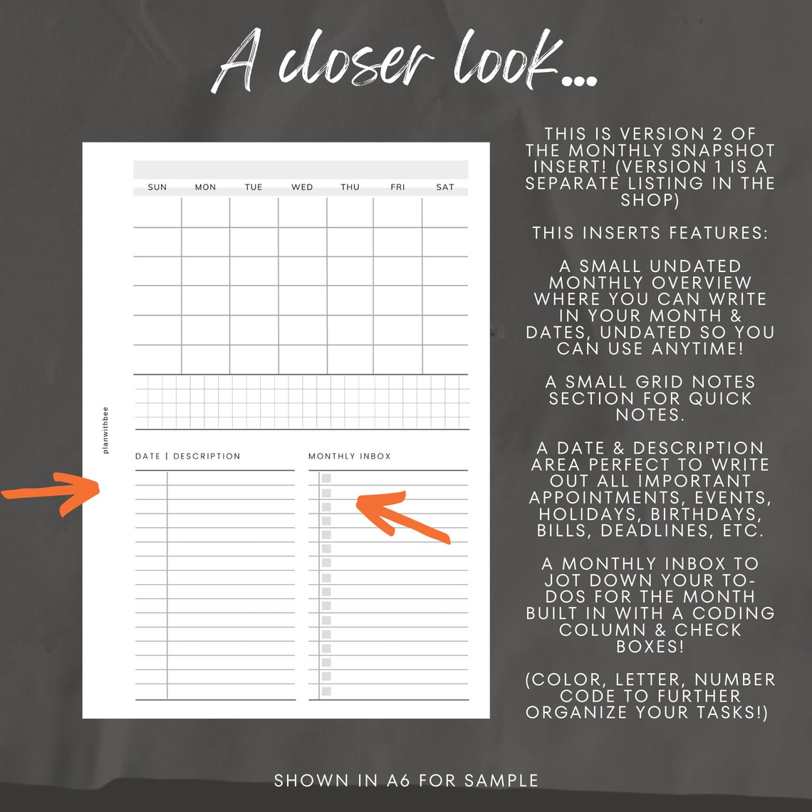 090 | Monthly Snapshot VERSION 2 | Undated MO1P | Sun & Mon Starts ...