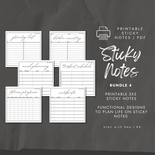 Minimal Sticky Notes Bundle PRINTABLE - Etsy