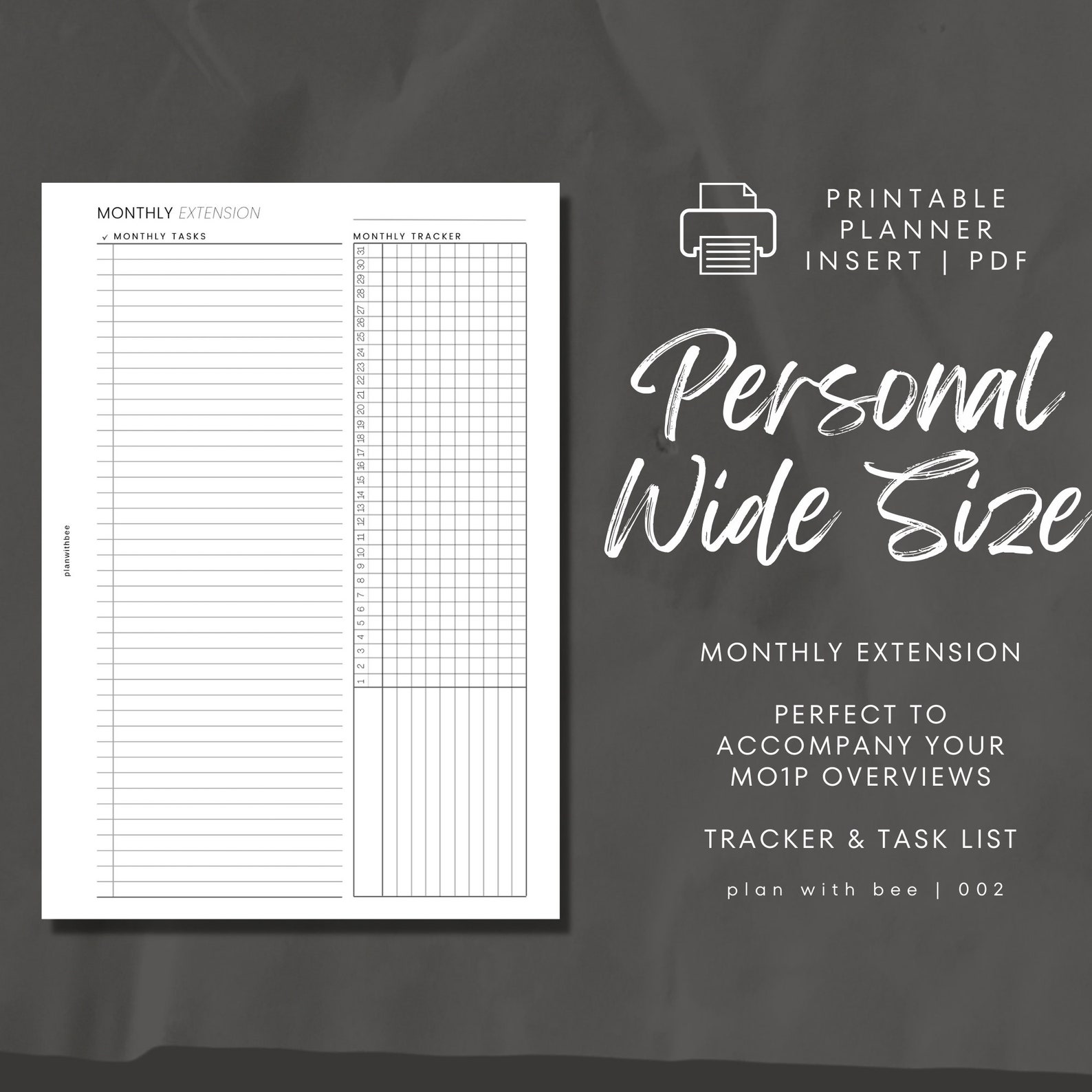002 | Monthly Extension | Monthly Tracker & Tasks | Printable Planner ...