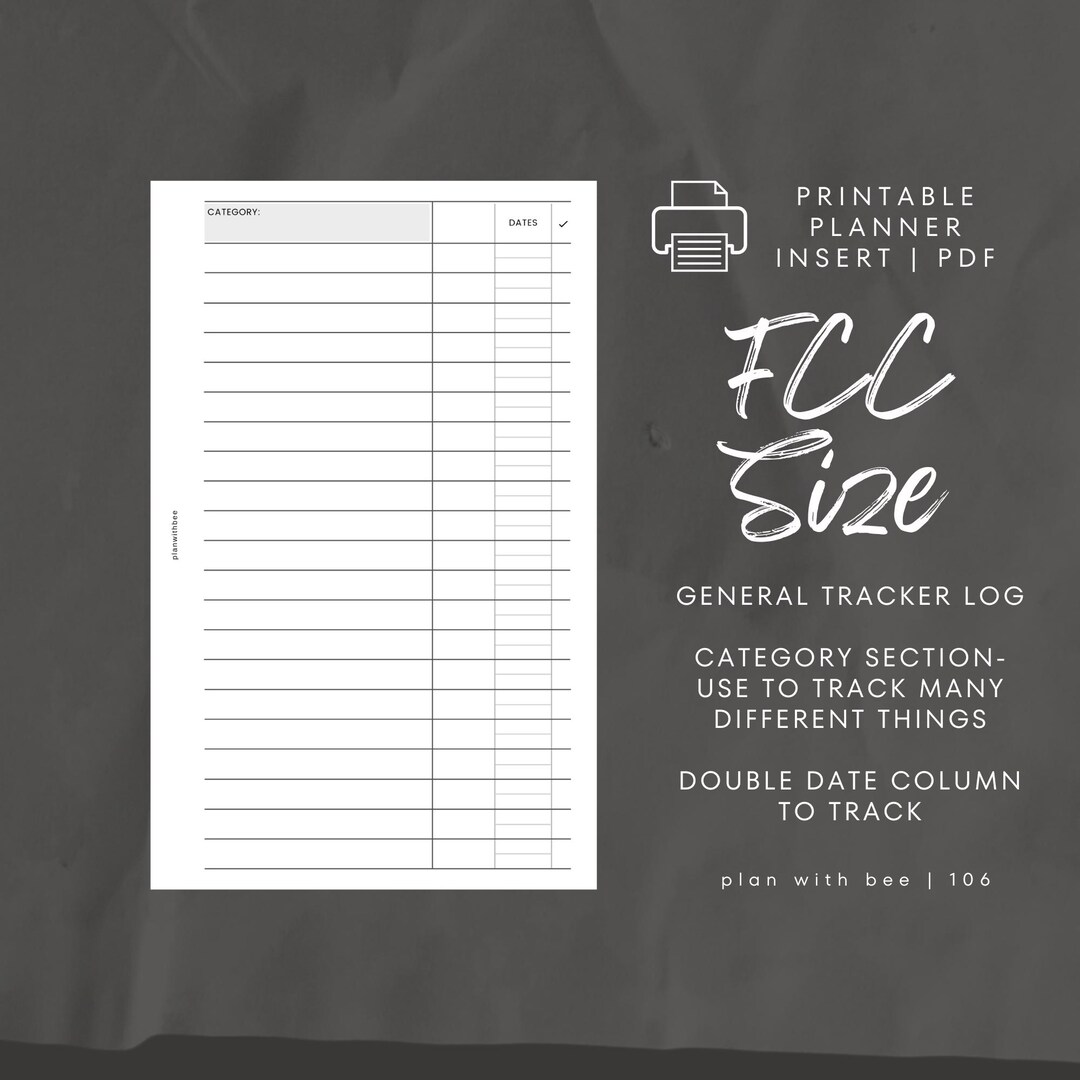 106 | General Tracker Log | Wide Lines | Vertical Tracker | Printable ...