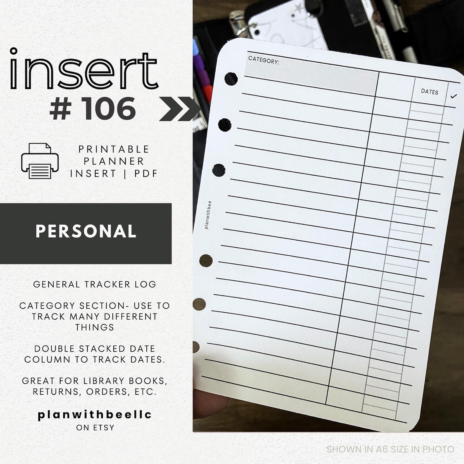 106 | General Tracker Log | Wide Lines | Vertical Tracker | Printable ...