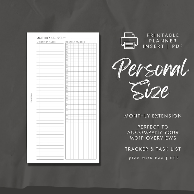 002 Monthly Extension Monthly Tracker & Tasks Printable - Etsy