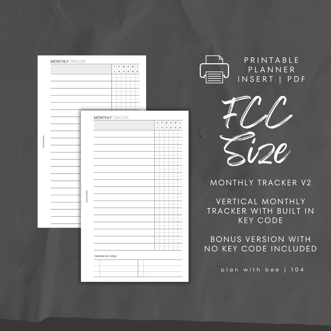 104 | Monthly Tracker V2 | Wide Lines | Key Code | Vertical Tracker ...